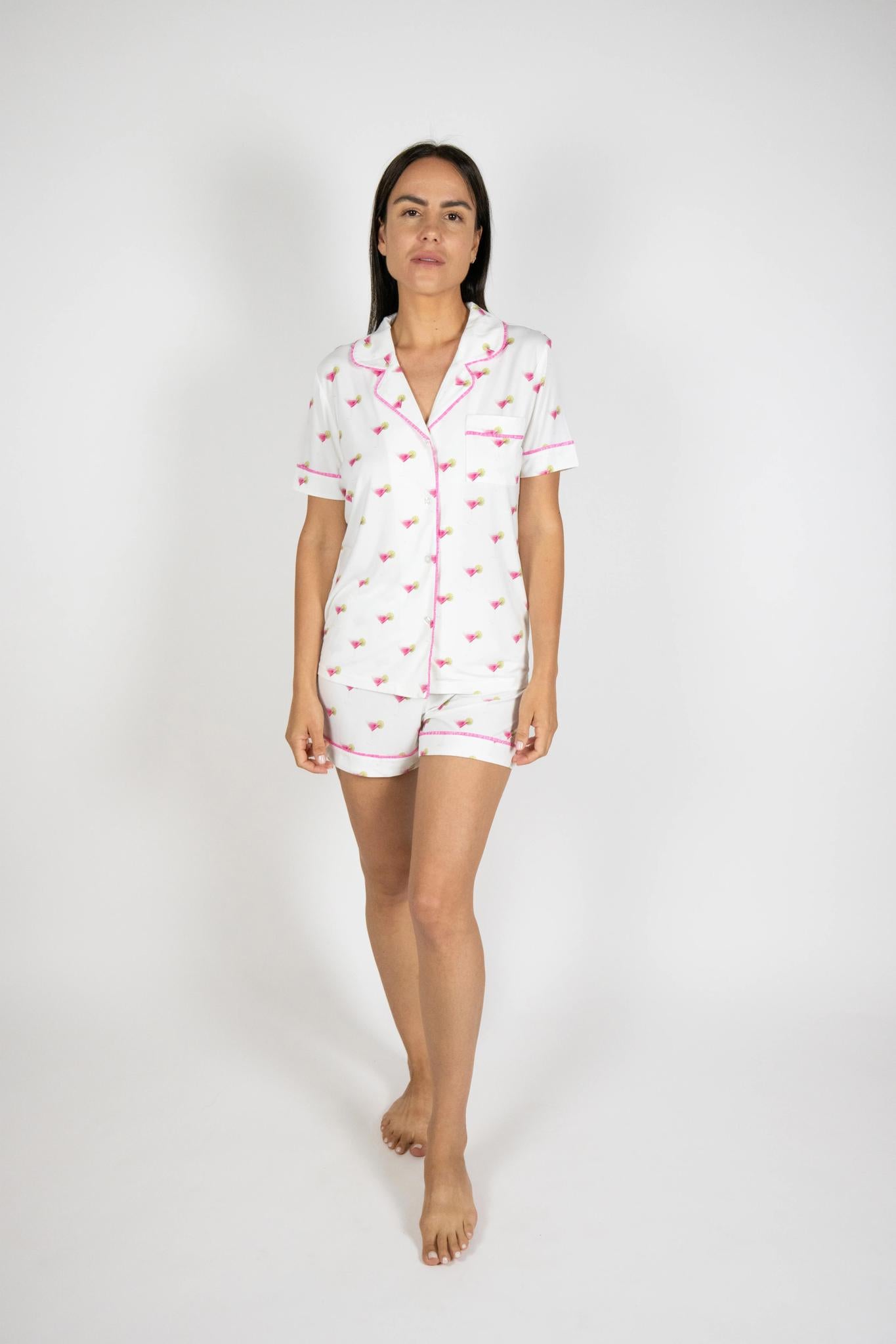 Jolene short printed pajama set in Cosmopolitan print – Aspen Dream